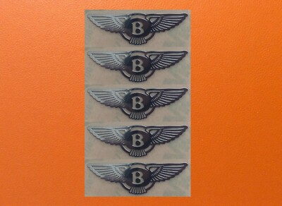 5 pcs Sticker for Bentley Skylake Silver Chrome Color Logo Decal 30mm x ...