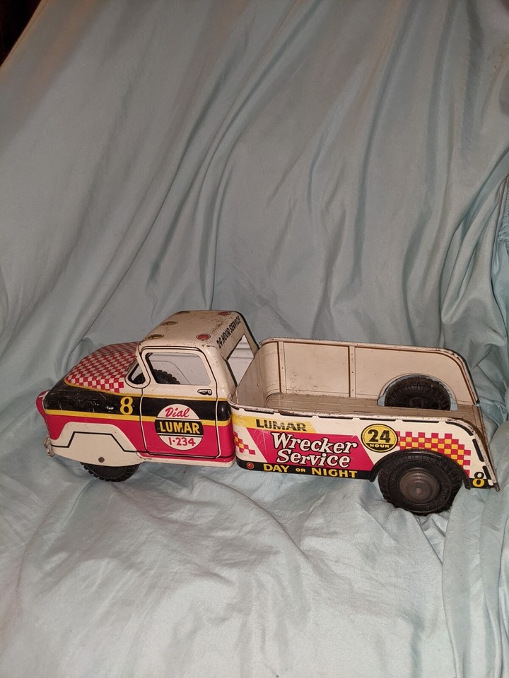 VINTAGE MARX Lumar WreckerTRUCK WRECKER AND REPAIR SERVICE TIN LITHO ...
