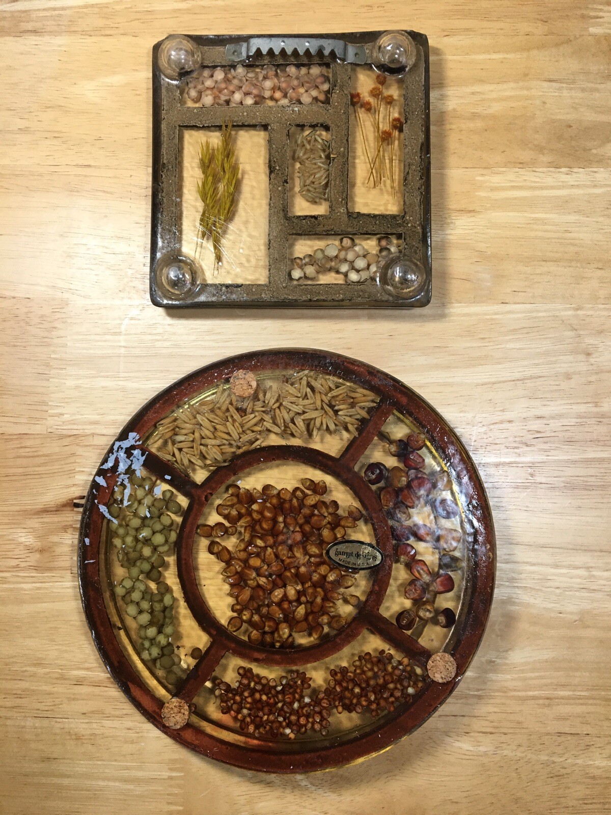 Vintage MCM Gamut Designs Dried Seeds Acrylic Trivets Or Wall Plaque ...