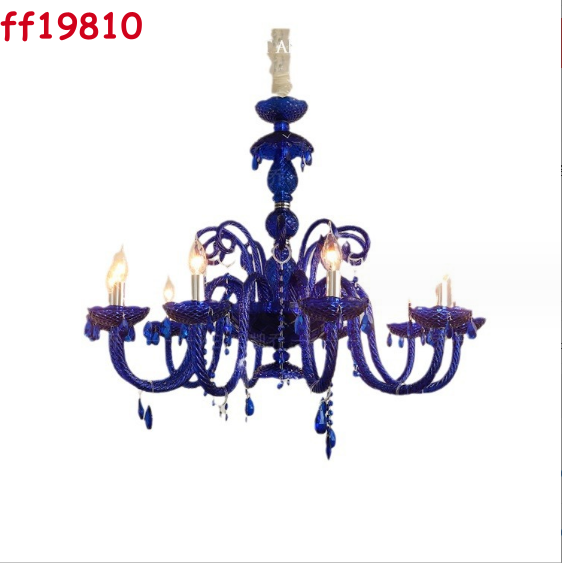 Luxury Royal Blue Crystal Pendant Lights Ceiling Candle Dish Lamp ...