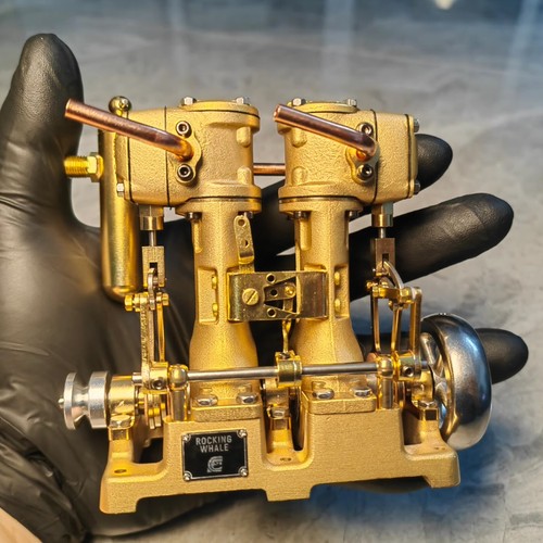 Powerful L2 Retro Steam Engine Model Dual Cylinders Die-cast Brass ...