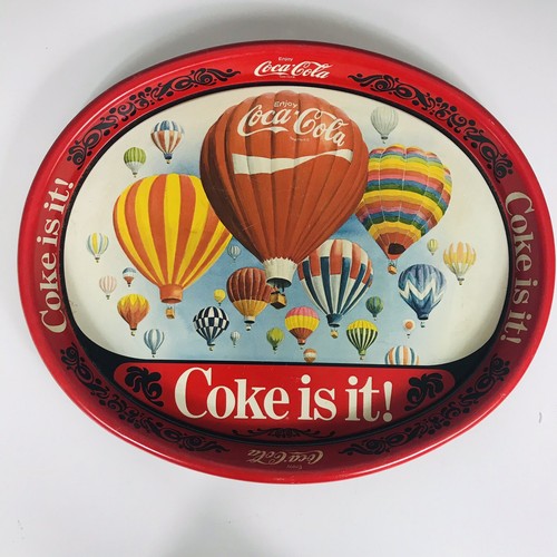 Vintage Coca Cola Serving Tray - Oval, Hot Air Balloons “Coke Is It ...