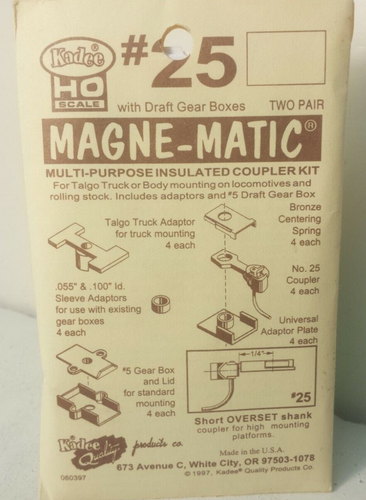 Kadee #25 Short Overset Shank Couplers 2 pair HO Scale #5 Draft Gear ...