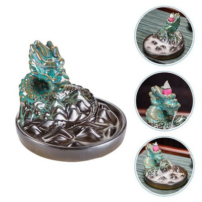 Backflow Burner Charcoal Odor Absorber Ceramic Dragon Fragrance Cone ...