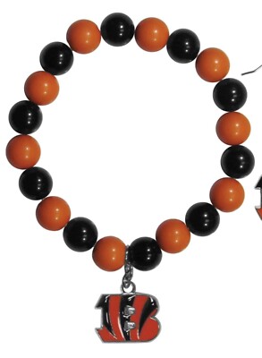 Cincinnati Bengals Bead Bracelet NEW!! One Size Fits Most ….FAST ...
