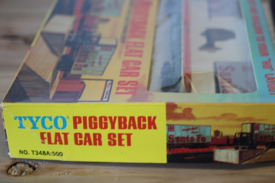 Tyco #T348A:500 HO Scale "Santa Fe" Piggyback Flat Car Set, Missing ...