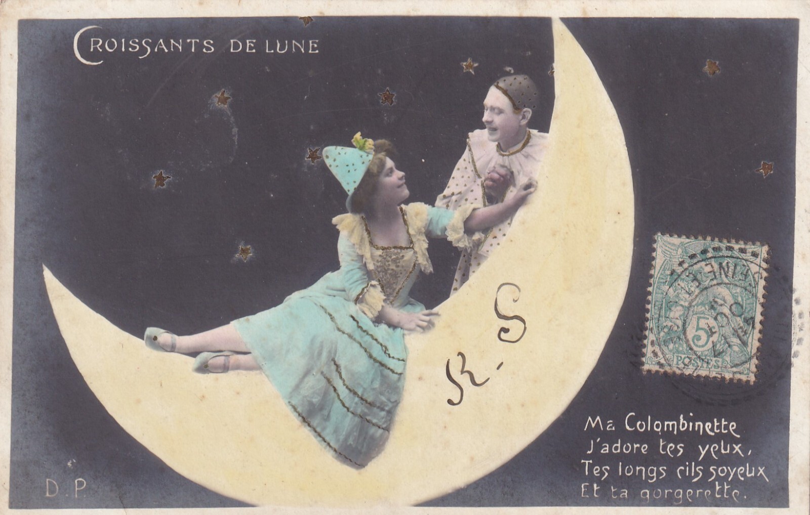 Crescents of the Moon the Sleeping with GOLDEN DREAMS RPPC Fantasy ...