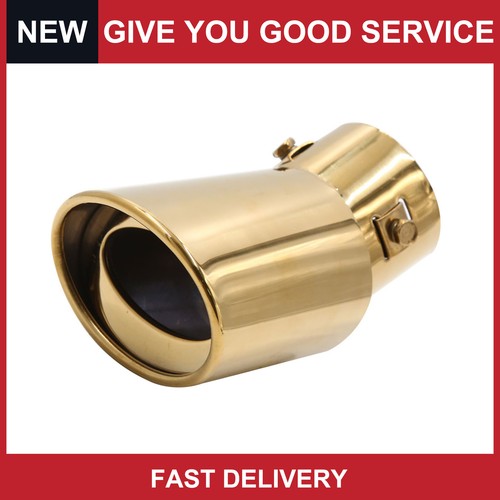 Universal Gold Tone Car Rear Oval Exhaust Muffler Tip Tail Throat Pipe ...