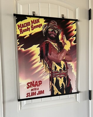 RARE Randy Savage “Macho Man” SLIM JIM Scroll Banner Sign 20in X 26in ...