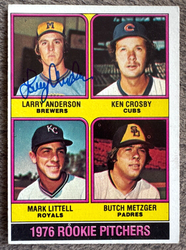 1976 Topps LARRY ANDERSON Autographed Baseball Card #593 ROOKIE Brewers ...