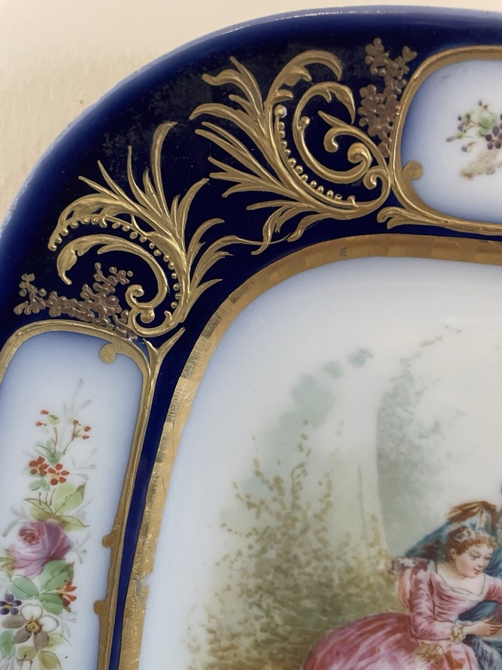 Antique Sevres Hand Painted Collector Plate/Cobalt blue, Gold Trim 9 ...
