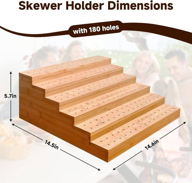 Skewer Holder: Bamboo Six Tier Food Stand with 180 Holes - Includes 200 ...