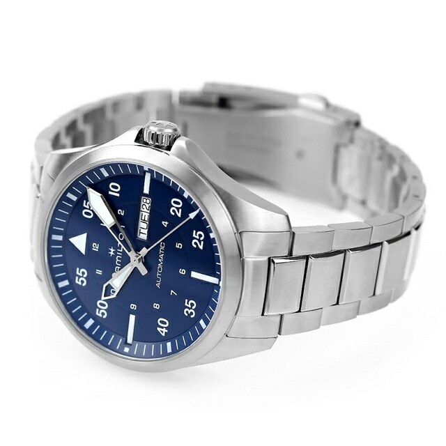 Unused HAMILTON Khaki Aviation Pilot H64635140 Blue Day-Date Men Watch ...