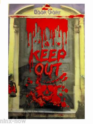 Door Gore Bloody Keep Out Scene Setter Halloween Party Decoration size ...