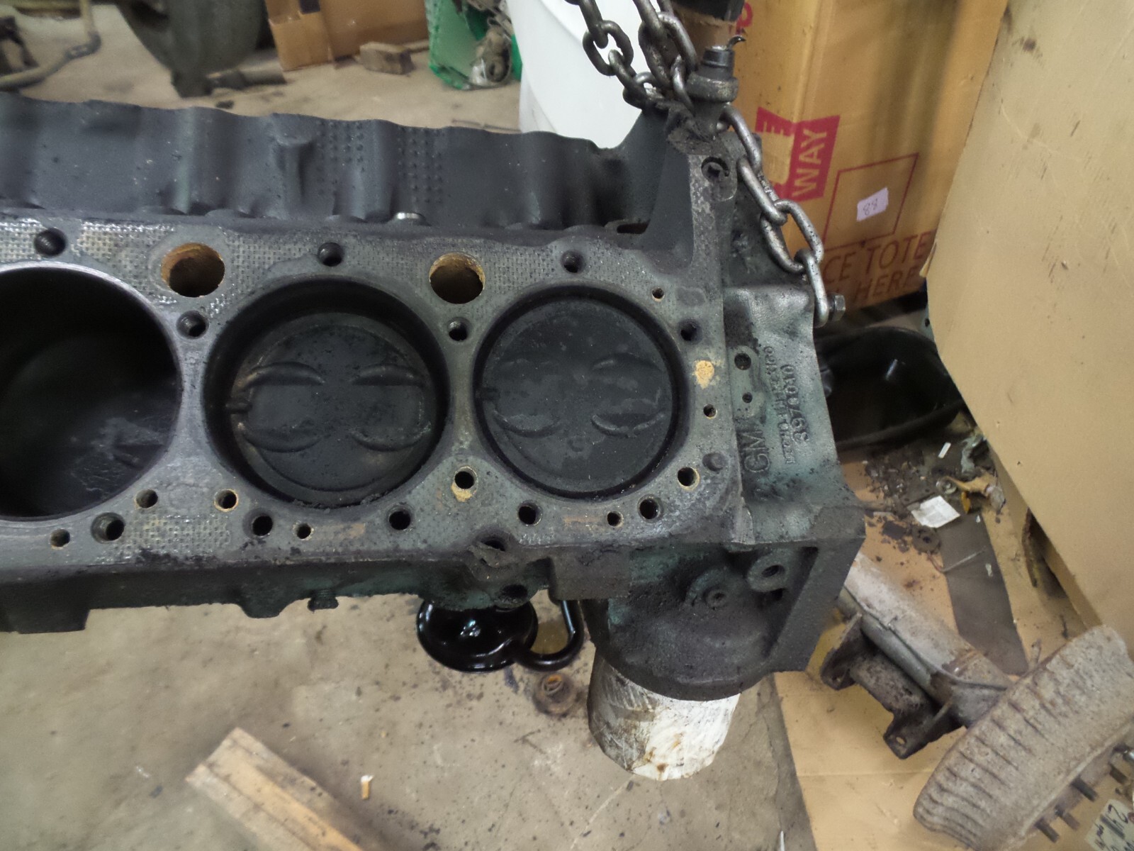 SBC 350 V8 ENGINE MOTOR BLOCK 3970010 4 BOLT MAIN MJ21800 MADE IN ...