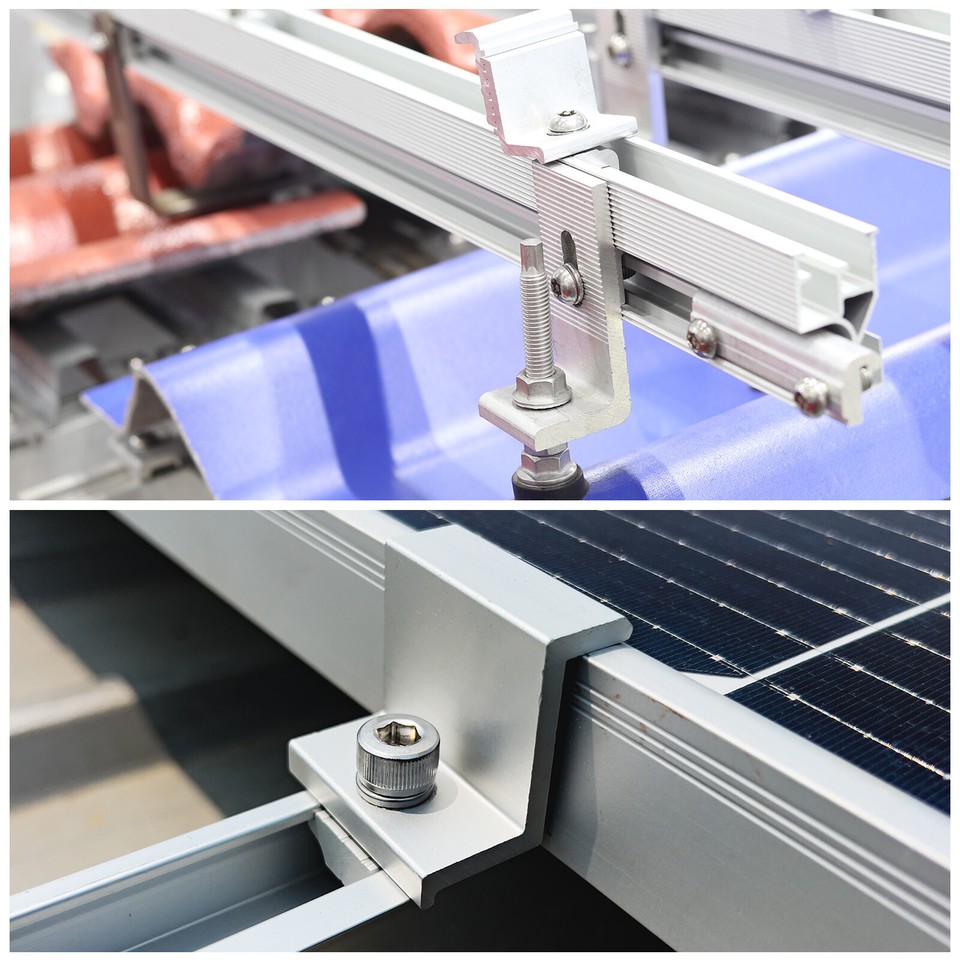 12 Pcs Solar Panel Middle Clamps 30mm Aluminium Solar Panel Mount Mid ...