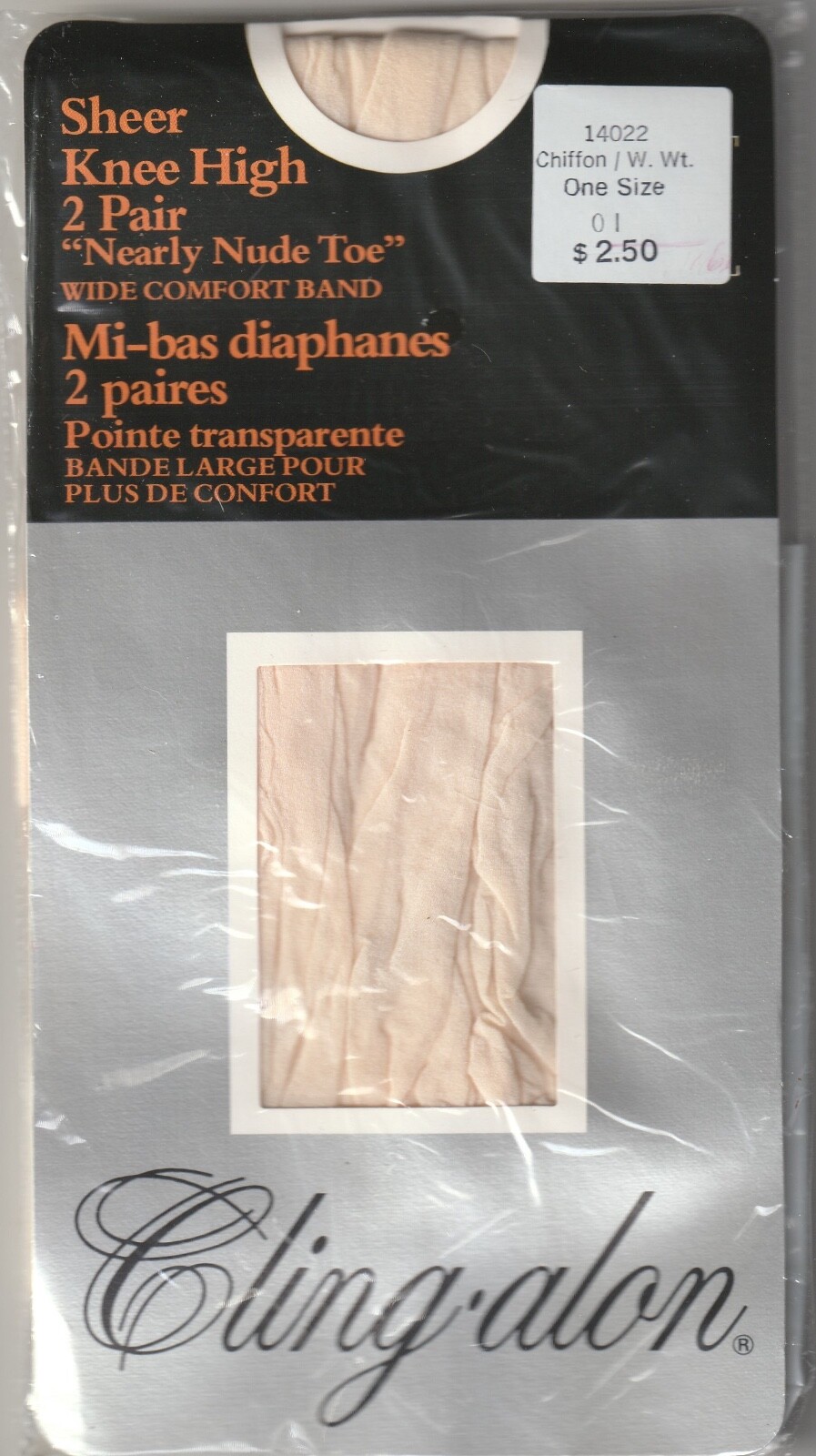 Vintage Sears Cling-Alon Knee High Stockings Sandalfoot Toe 2 Pairs 80 ...