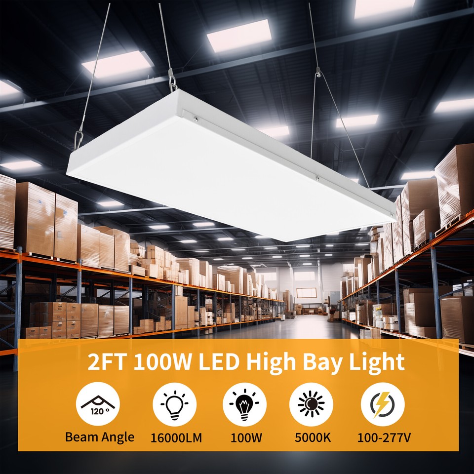 100Watt LED Linear High Bay Light Warehouse Commercial Ceiling Fixture ...