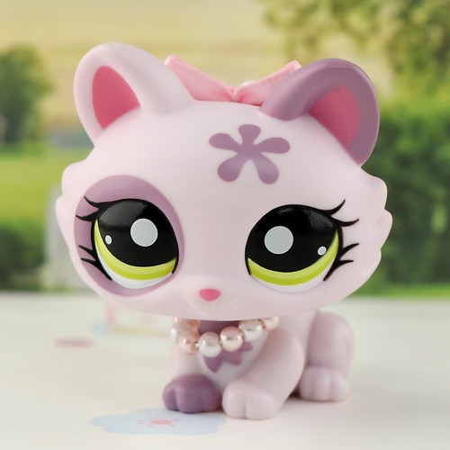 Mini Pet Shop LPS Purple Crouching Cat #1628 with Accessories Kids Gift ...