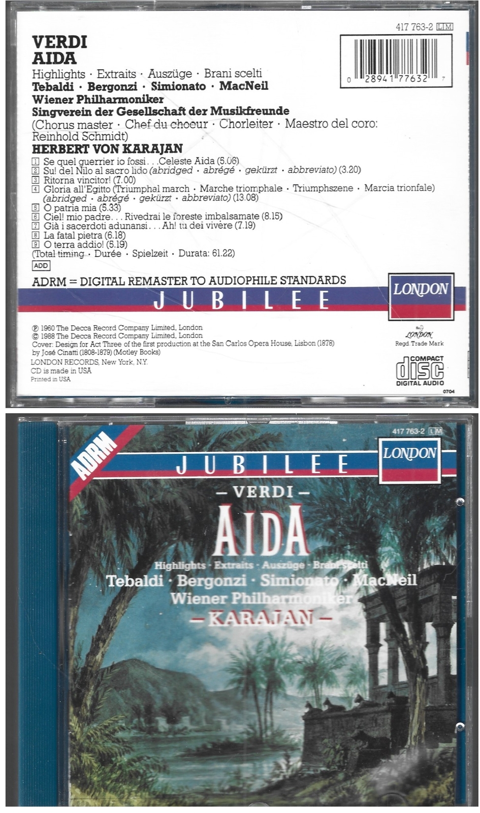 Verdi: Aida Highlights / Karajan, Tebaldi, Bergonzi by Renata Tebaldi ...