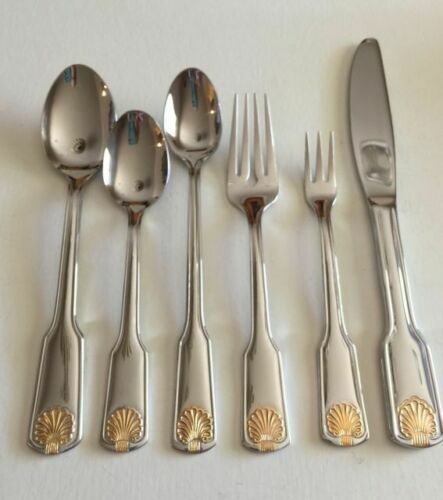 CAMBRIDGE - FLATWARE SILVERWARE *SHELL GOLD ACCENT* YOU CHOOSE PIECE ...