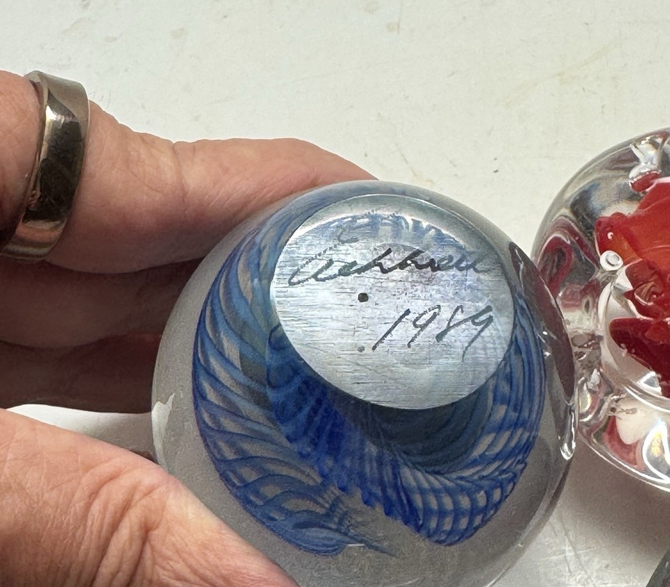 Assorted Studio Art Glass Paperweights. Artist Signed and Dated. Lot of ...
