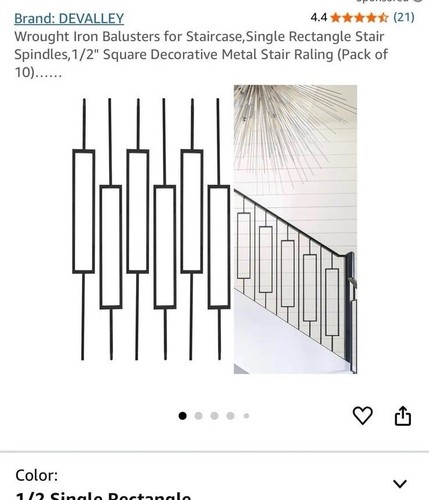 Wrought Iron Balusters for Staircase, Single Rectangle Stair Spindles ...
