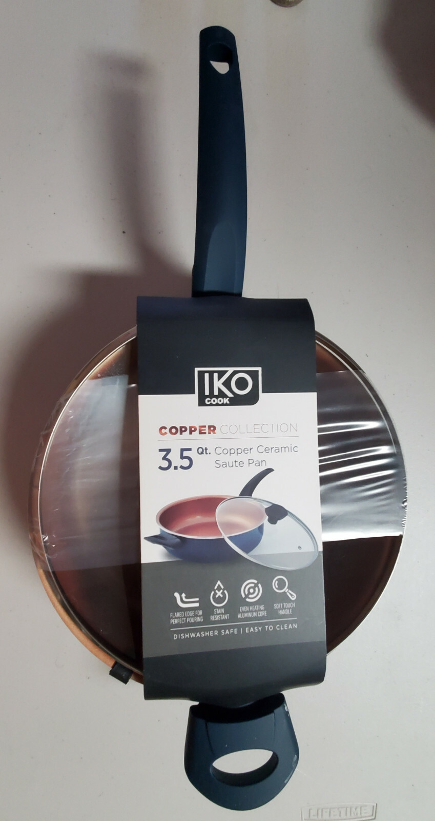 IKO COOK COPPER COLLECTION 3.5 Qt. COPPER CERAMIC SAUTE PAN NEW BLUE ...