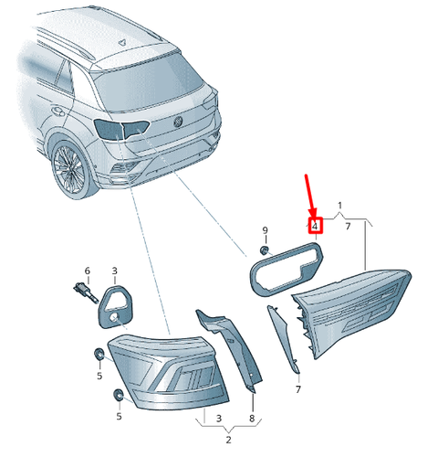 NEW VOLKSWAGEN T-ROC A11 REAR LEFT INNER TAILLIGHT SEAL 2GA945197 2GA ...