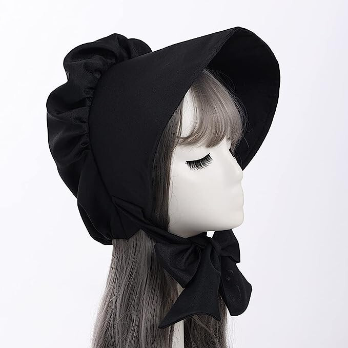 Black Colonial Bonnet Puritan Amish Victorian prairie history school ...