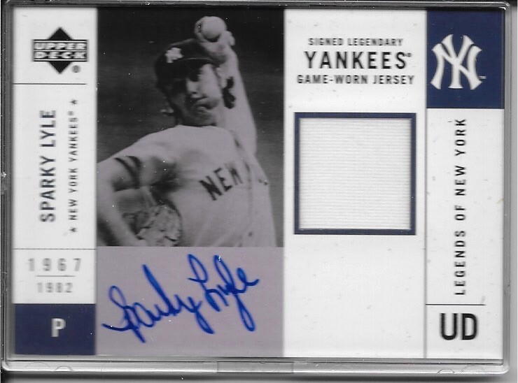 2001 UPPER DECK SIGNED LEGENDARY YANKEES SPARKY LYLE AUTOGRAPH/RELIC | eBay