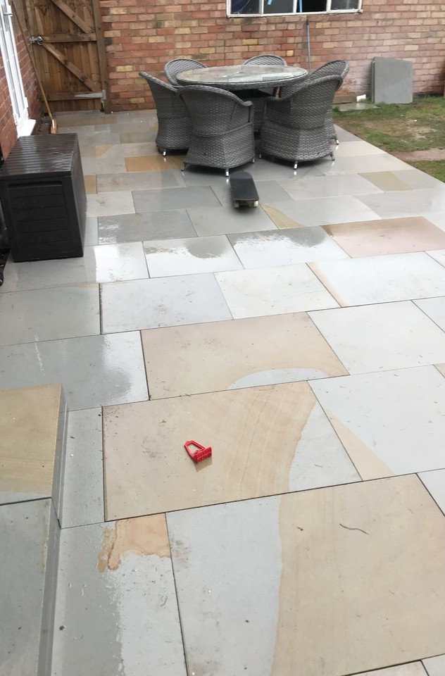 Natural Indian Sandstone Paving Slabs 50mm thk approx 35m2 cost £3k new ...