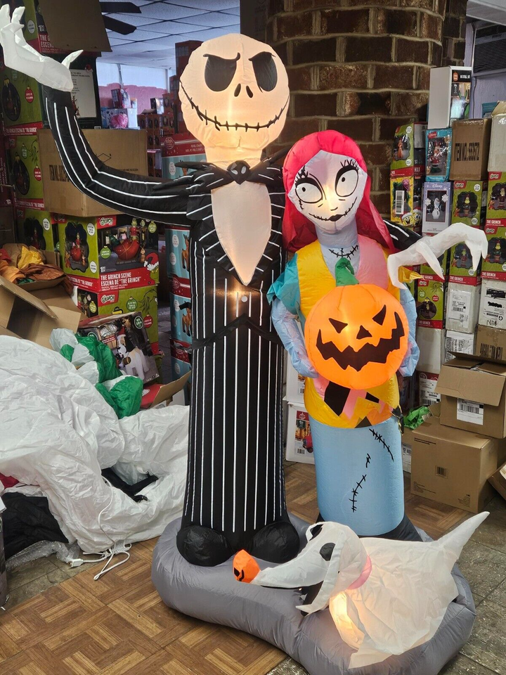 Gemmy 6ft Tall Disney's Nightmare Jack&Sally w/ Zero Halloween ...