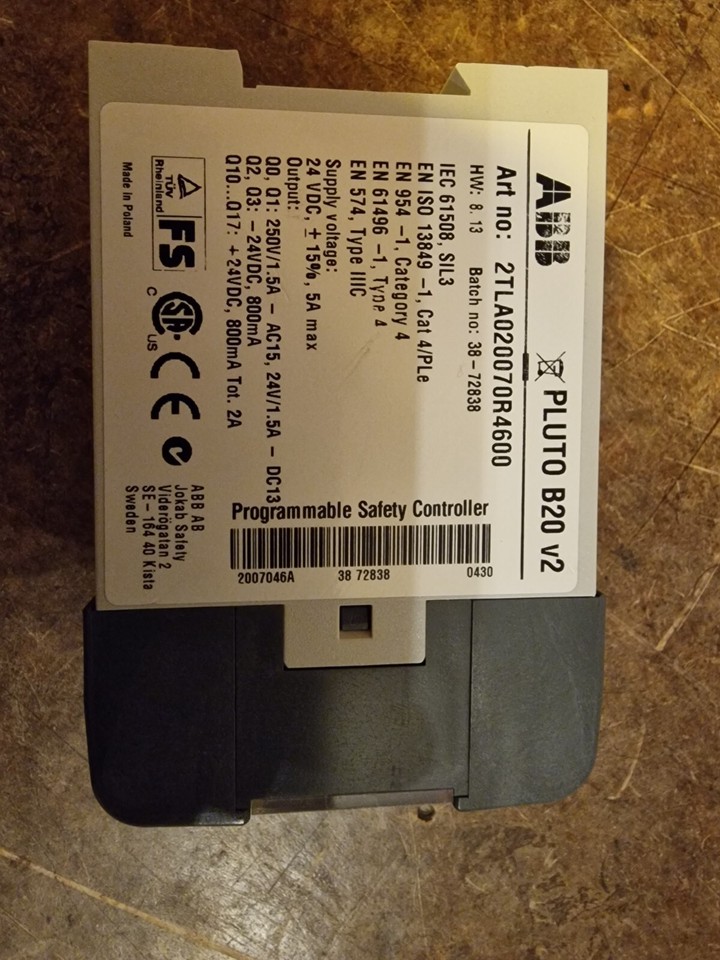 New ABB Pluto B20 V2 2TLA020070R4600 Programmable Safety Controller | eBay