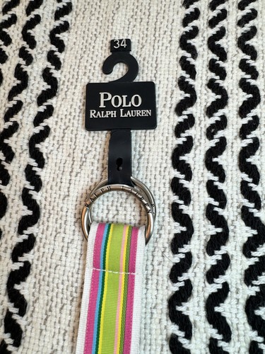 Polo Ralph Lauren O Ring Belt Womens Pink Green White Grosgrain Ribbon ...