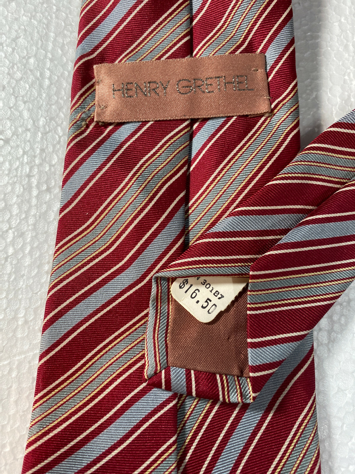 Mens Tie Silk Necktie Red Blue Yellow White Henry Grethel 58 Long 3.5 ...