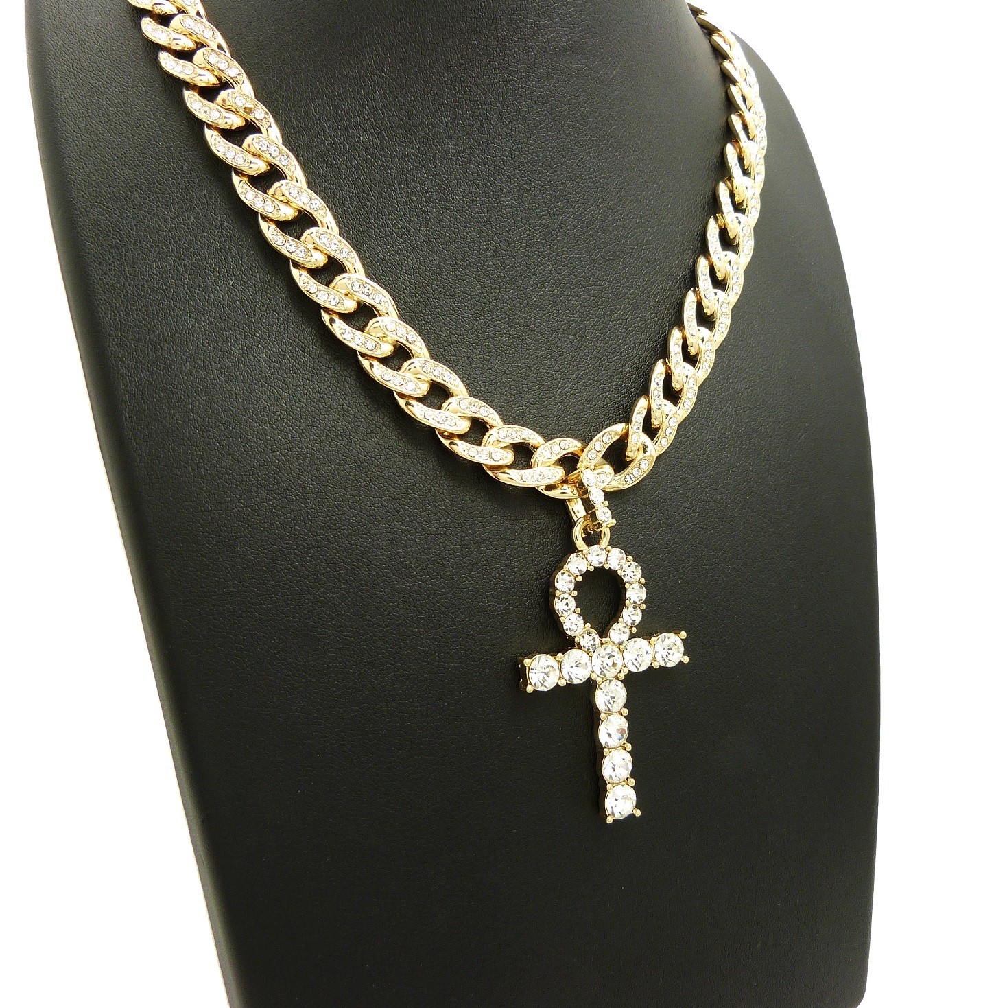 NEW ANKH PENDANT & 18"/20"/22"/24" CUBAN CHAIN HIP HOP NECKLACE ...