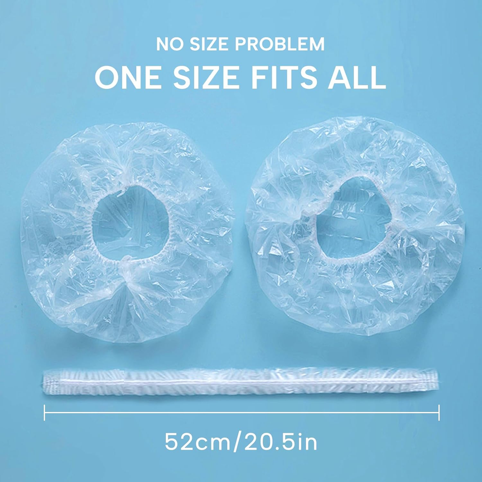 100 Pcs Disposable Clear Plastic Shower Caps for Hair Dyeing Hotel Hair ...