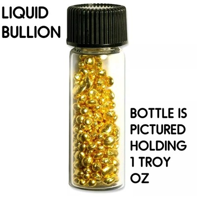 1 TROY OZ REFINED PURE 24K GOLD .9999+ FINE GOLD SHOT WITH BOTTLE (# ...