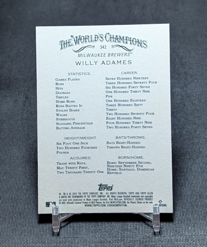 Willy Adames 2024 Topps Allen & Ginter Baseball Base Card #342 ...