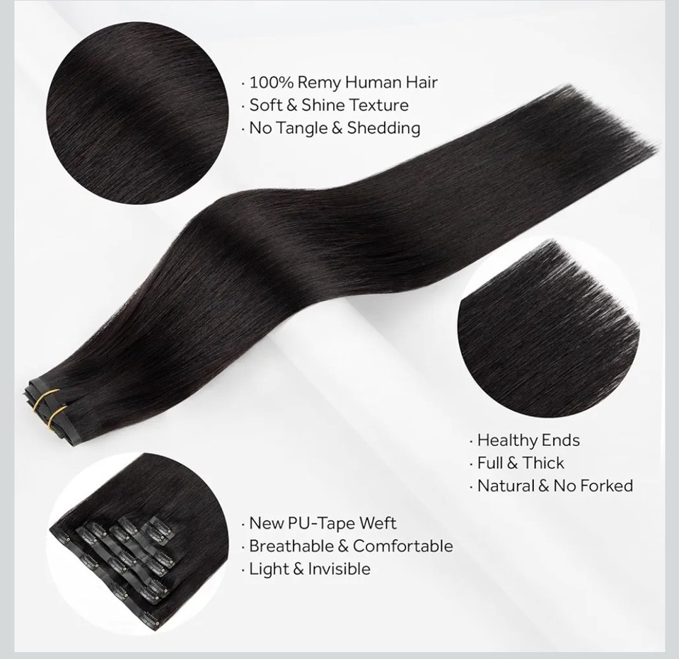 Clip in Hair Extensions, Real Human Hair Extensions, 100% Human Hair ...