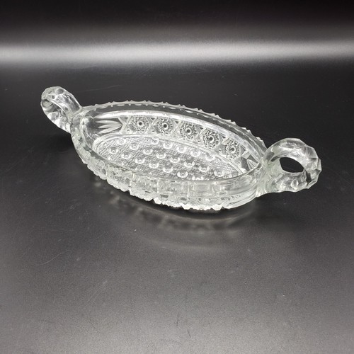 Vintage Double Handle Pressed Clear Glass Relish Pickle Dish Bowl | eBay