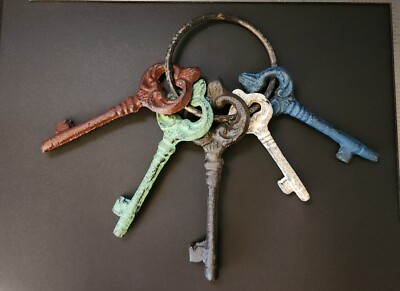 Distressed Skeleton Keys Jailer Key Rustic Key Ring Art Prop Metal Keys ...