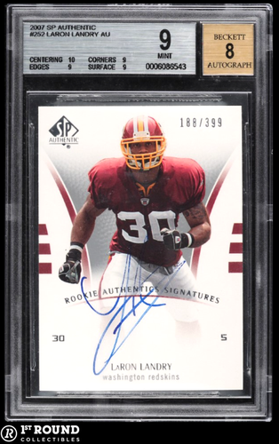 LaRon Landry RC BGS 9 w 8 Auto: 2007 SP Authentic Rookie Card /399 POP ...