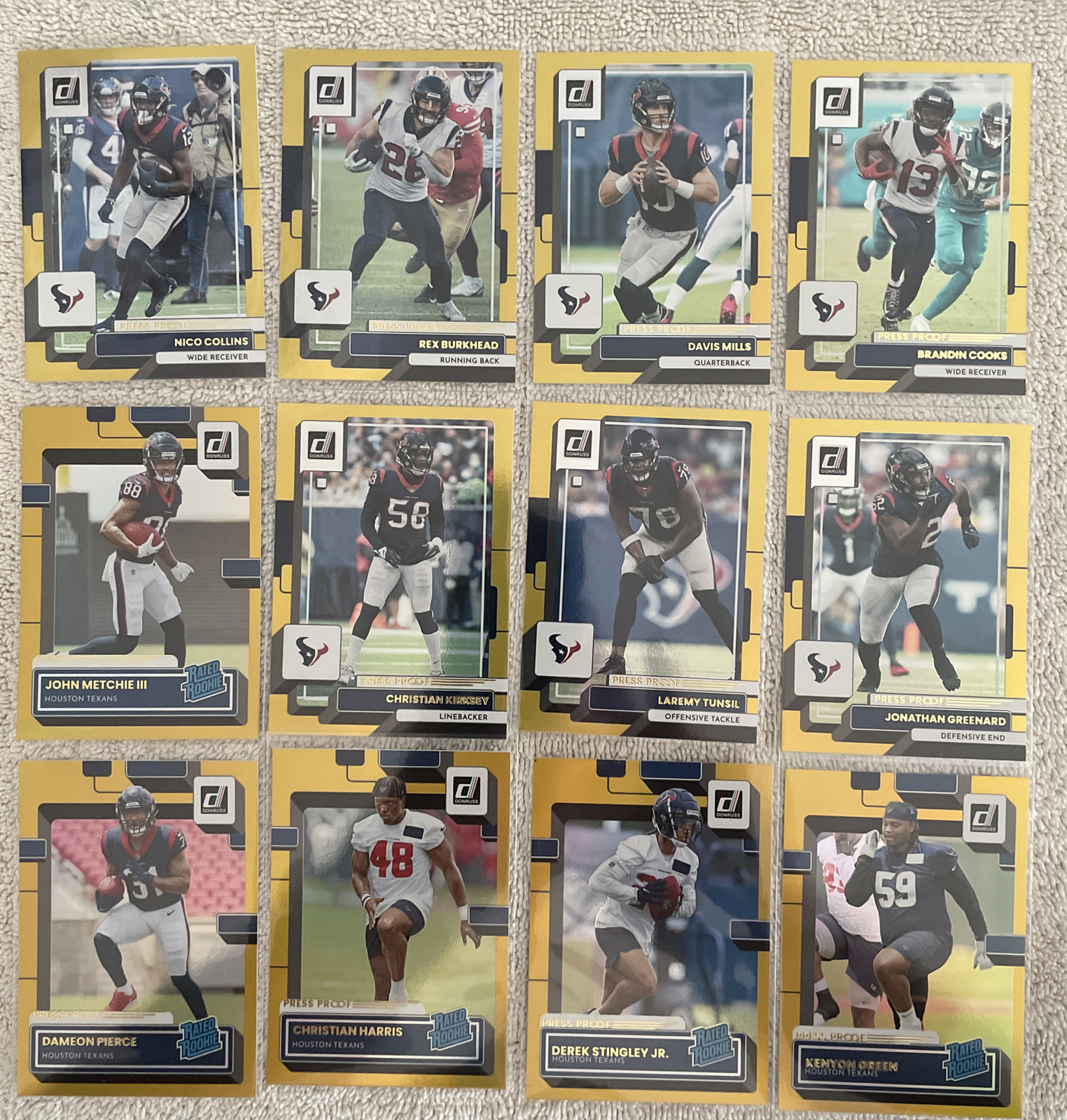 2022 Donruss Premium Gold Press Proof ~ Team Set ~ Houston Texans - 12 ...