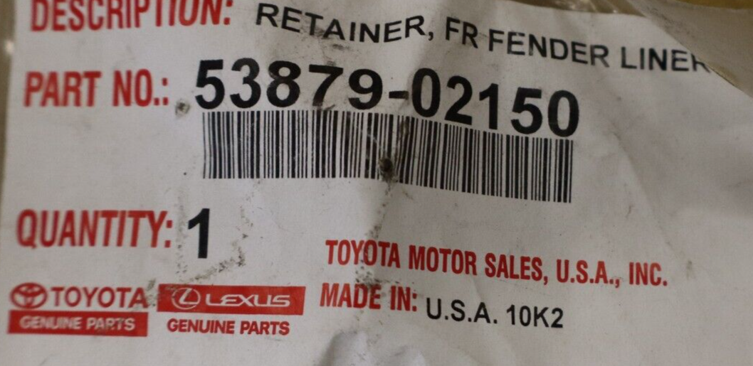 NEW OEM GENUINE 2018-2024 TOYOTA CAMRY RETAINER FENDER LINER 53879 ...