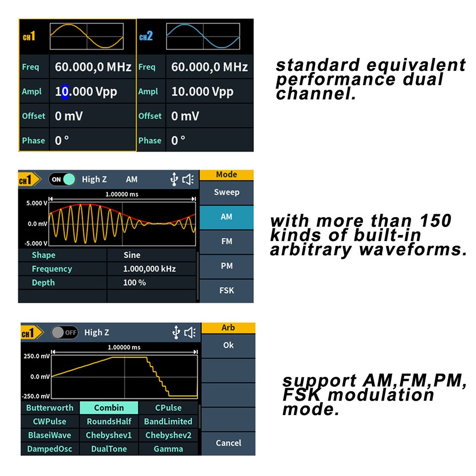 OWON DGE2035/2070 Series Arbitrary Waveform Generator 35MHz/70MHz ...