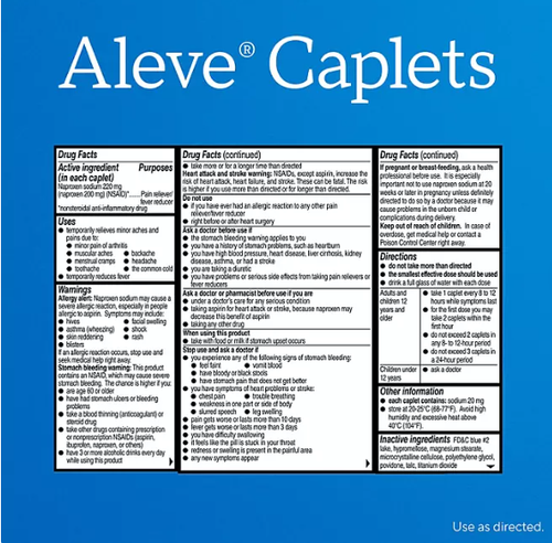 NEW Aleve Pain Reliever Caplets NSAID, 220 mg Naproxen Sodium, 640 ct ...