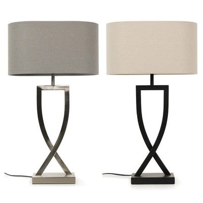 Metal Industrial Tall Table Lamp Base Living Room Light Oval Fabric ...