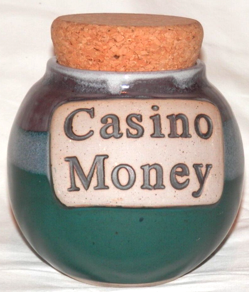 Tumbleweed Pottery "Casino Money" Jar with Lid Pretty Teal/Blue and ...